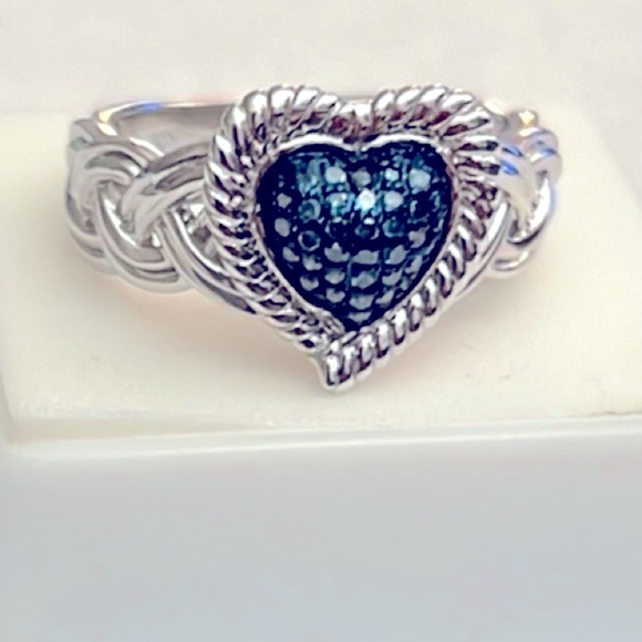 Accessories | Pave Blue Diamond 25 Approximately Heart Shaped Ring ...
